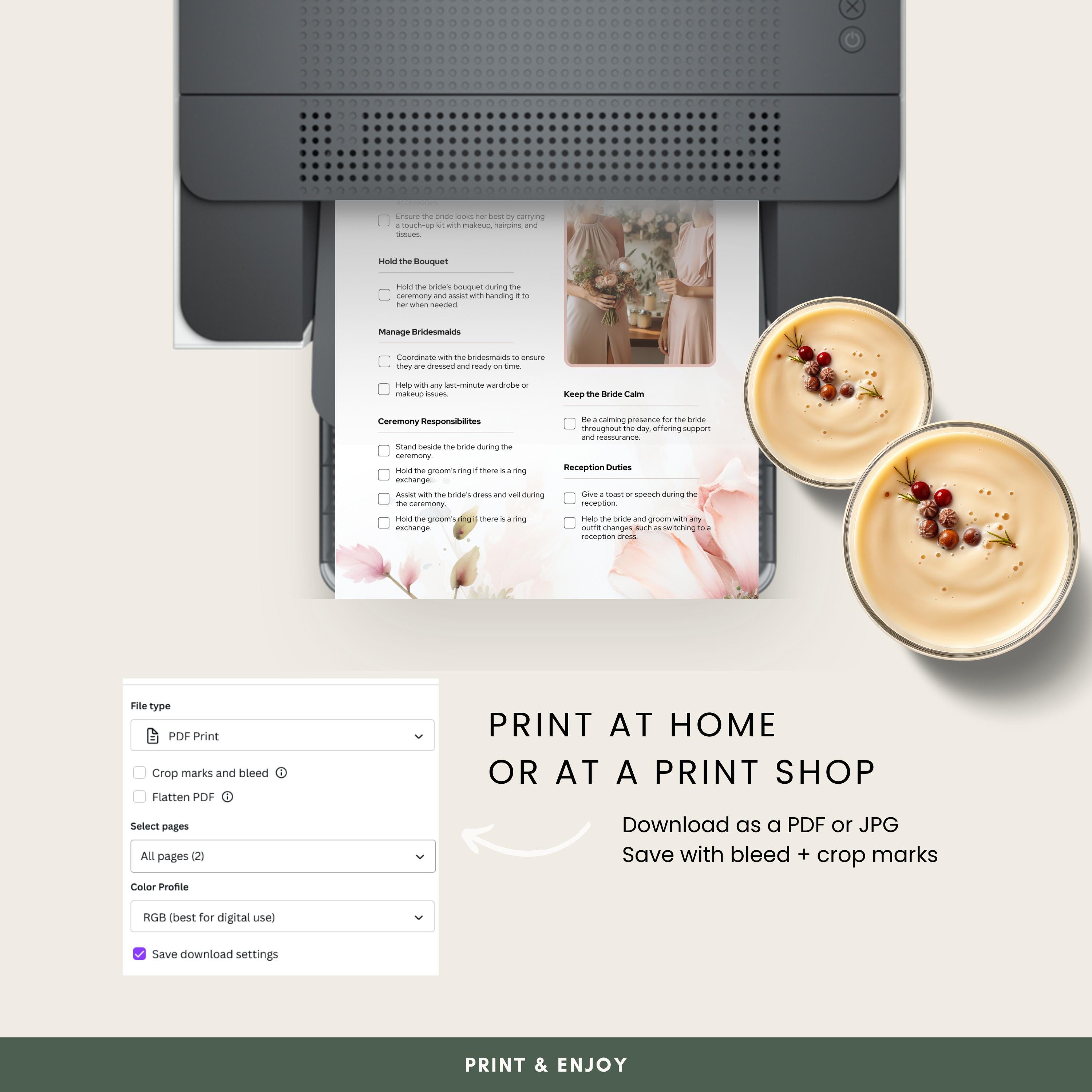 Maid of Honor Checklist | Printable Wedding Day Check List | MOH ...