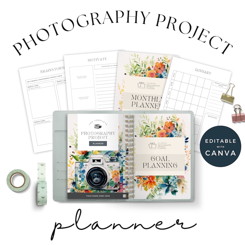 Photography Project Planner, Canva Photographer Template, Photo Lead ...