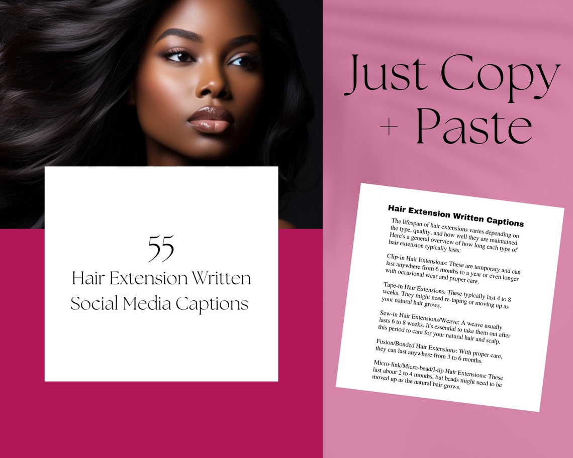 Hair Extension Written Social Media Captions, Esthetician Beauty Posts ...