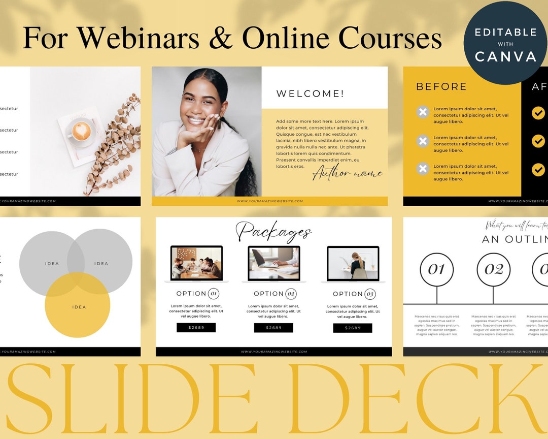 Webinar Slide Deck INSTANT DOWNLOAD Online Course Slide Deck, Canva Template for Coaches ...
