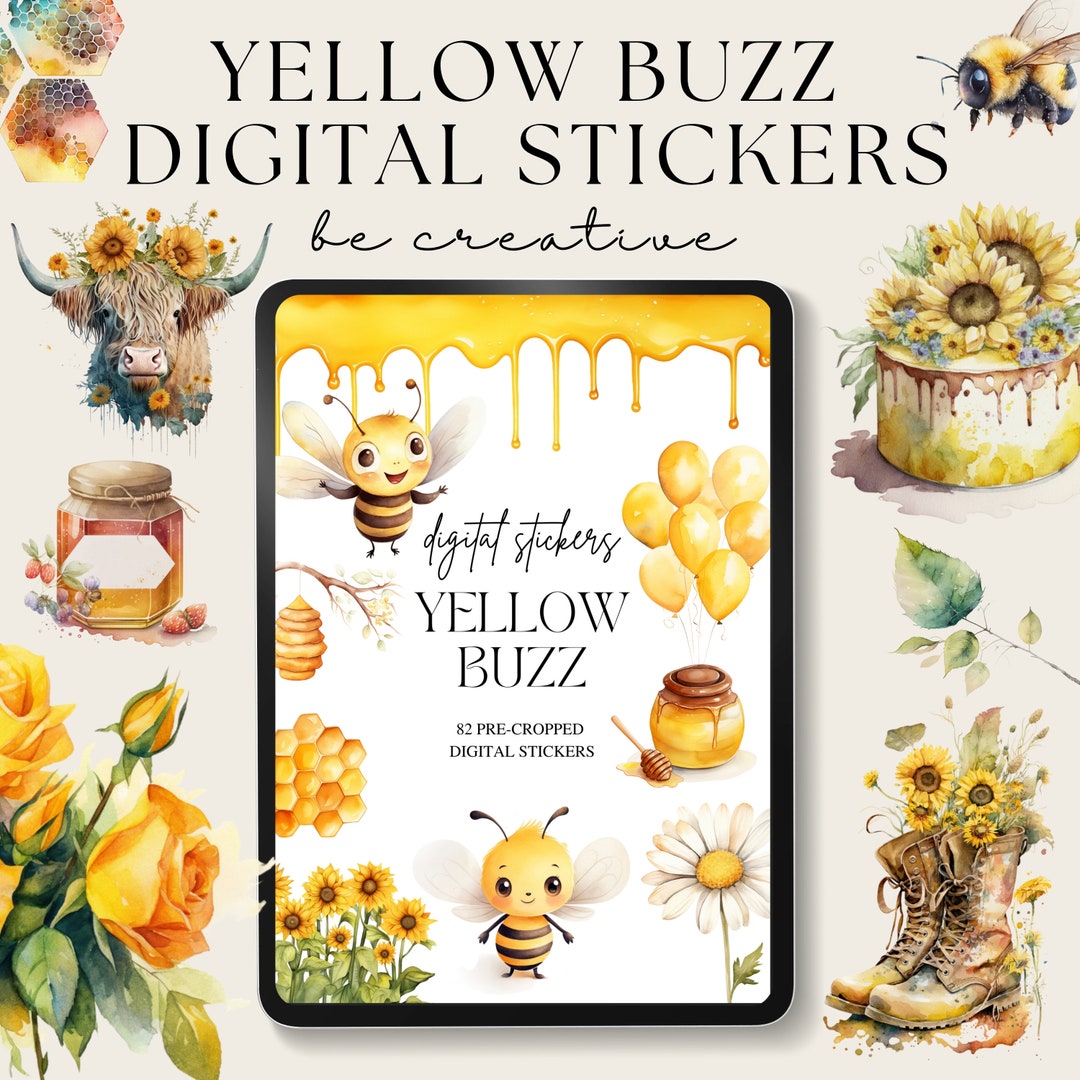 Yellow Buzz Digital Planner Stickers | Digital Sticker Book | Goodnotes ...