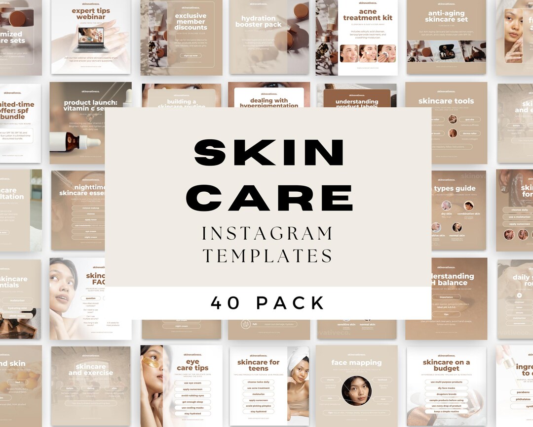 Skincare Templates, Canva Instagram Templates for Skin Care, Cosmetic ...