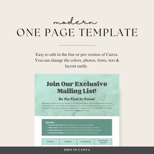 Mailing List Template, Single Sheet Marketing Resource, Canva Printable ...