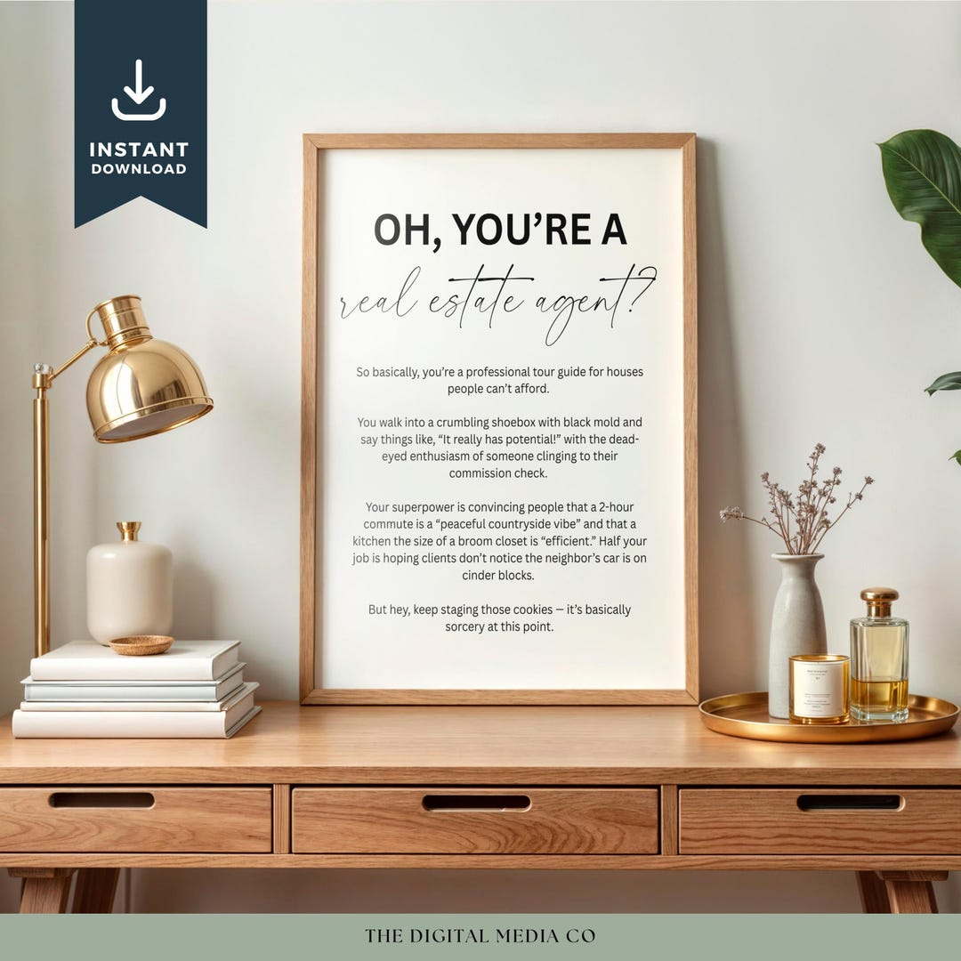 Funny Real Estate Agent Sign, Sarcastic Realty Gift, 8.5x11 Printable ...