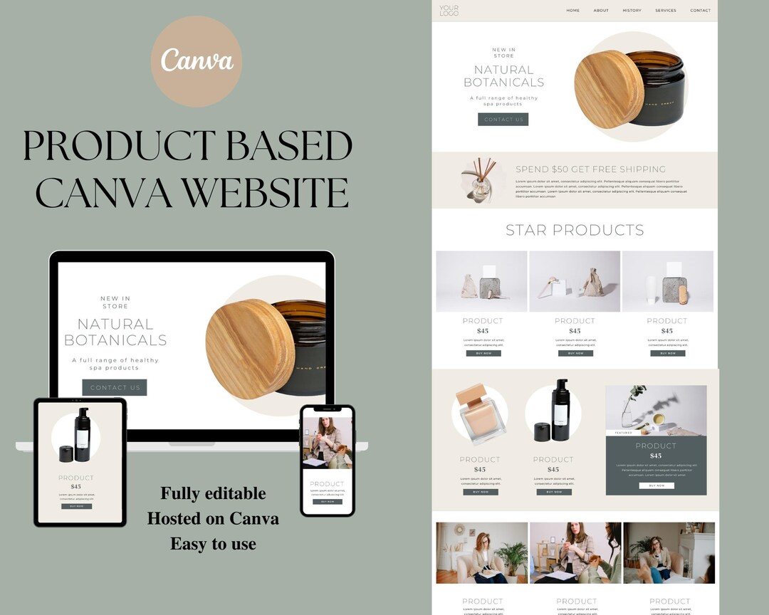 Product Based Canva Template Canva Website Template Canva - Etsy