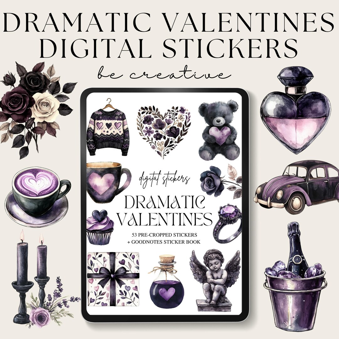 Dramatic Valentines Digital Planner Stickers | Digital Sticker Book ...