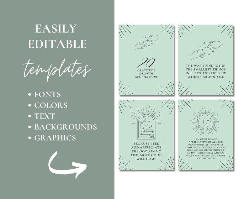 Affirmation Cards Template Canva Affirmation Station - Etsy