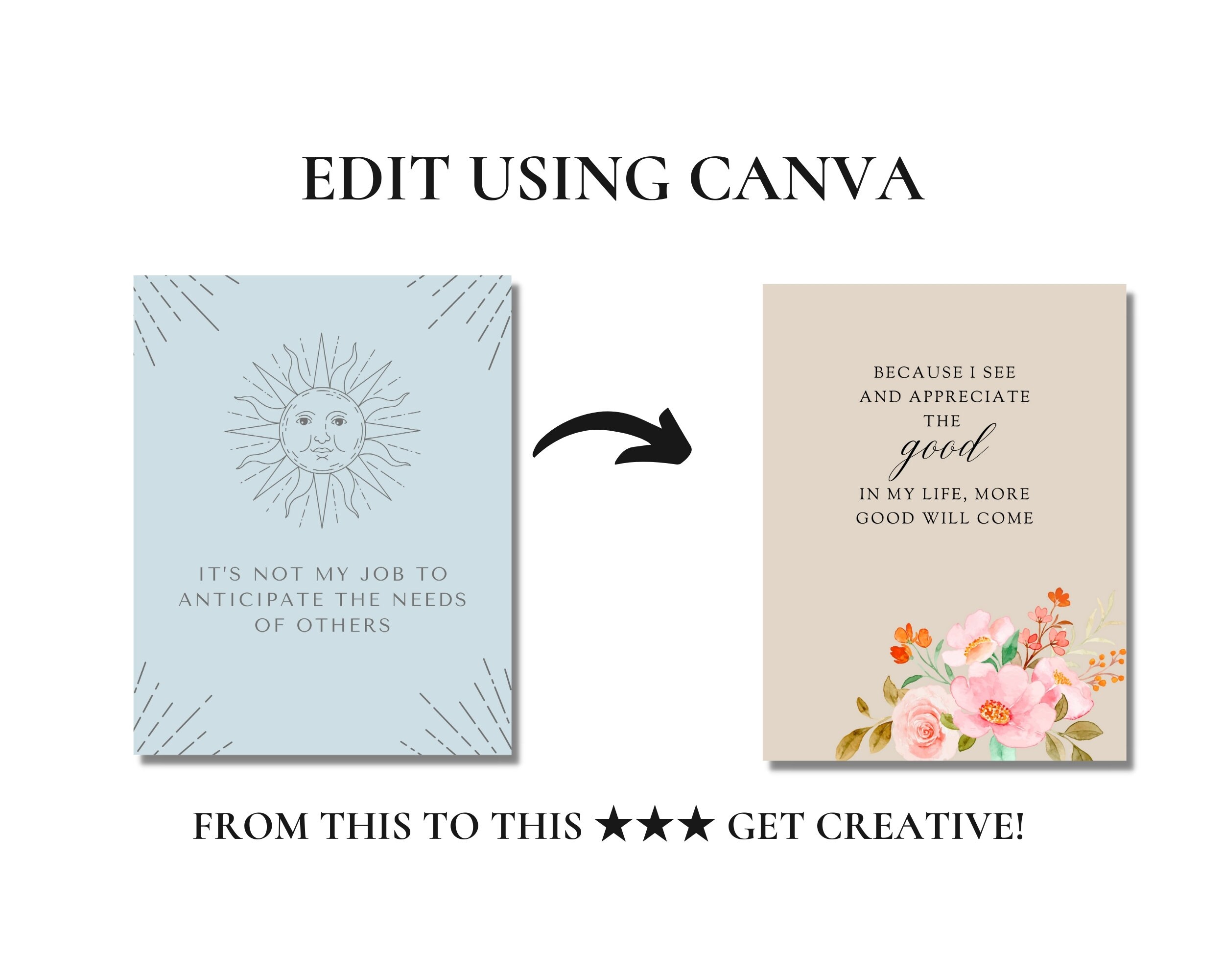 Affirmation Cards Template Canva Boundaries Affirmation - Etsy