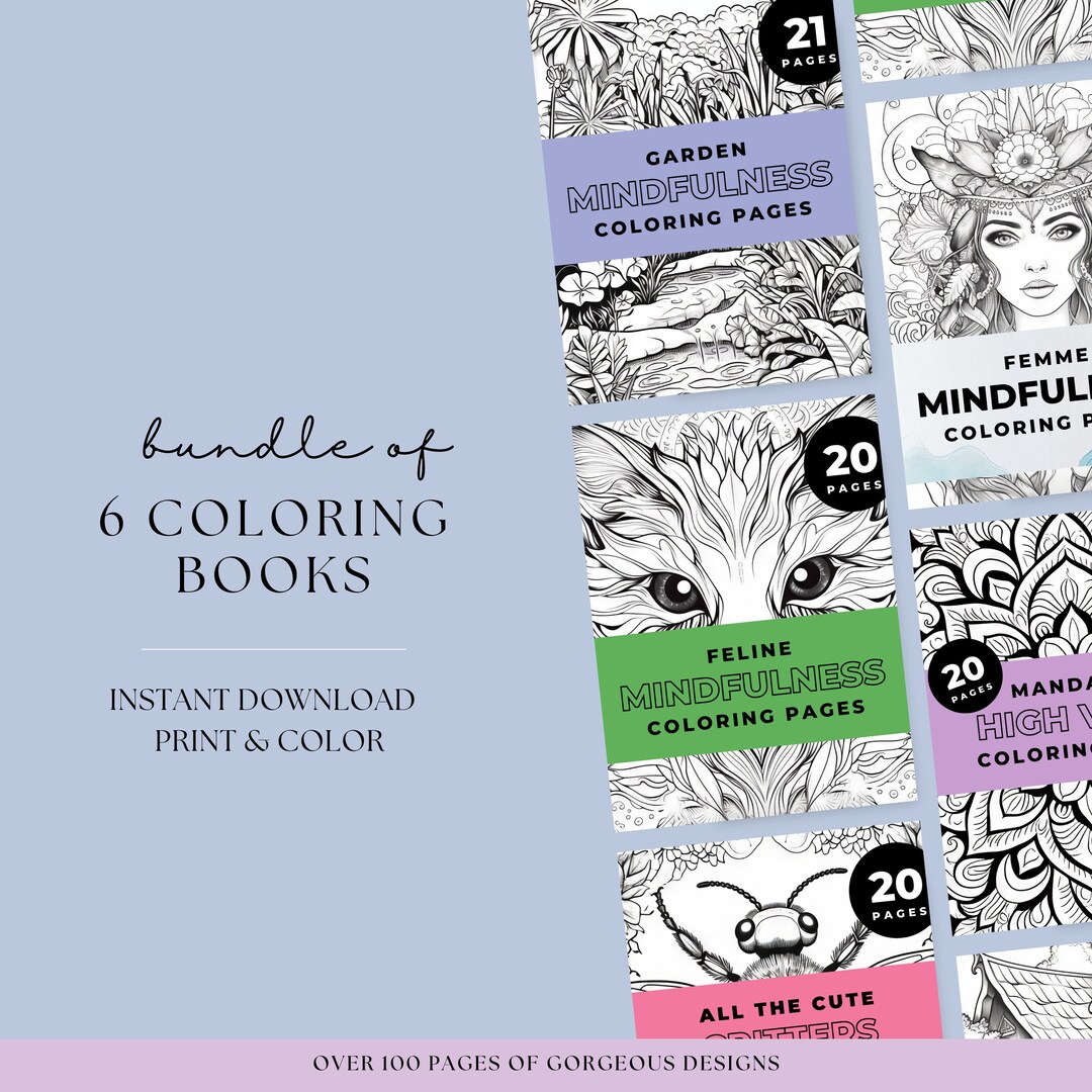 Digital Coloring Pages | Beautiful Art Pages | Colouring Books Bundle ...