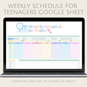 Weekly Schedule for Teens Template Google Sheet, Task Tracker ...