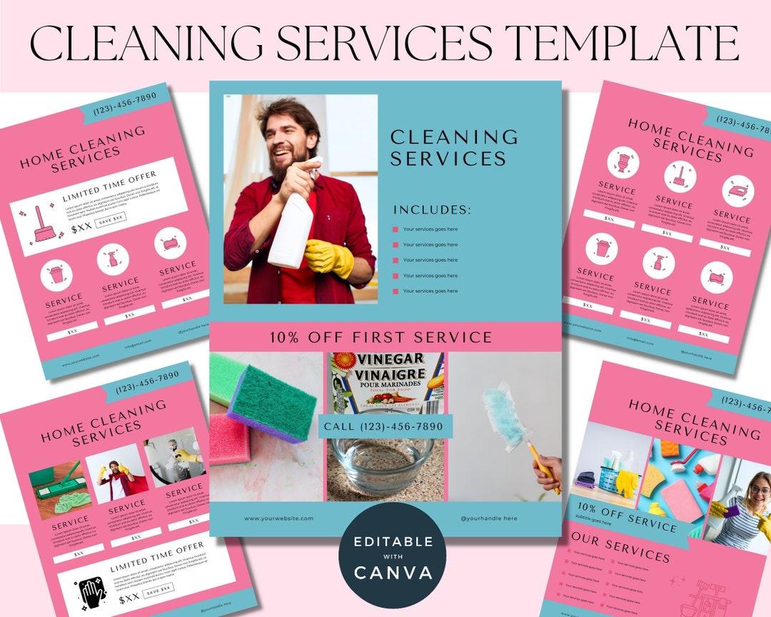 Cleaning Flyer Pack, Canva Cleaning Business Template, Cleaning ...