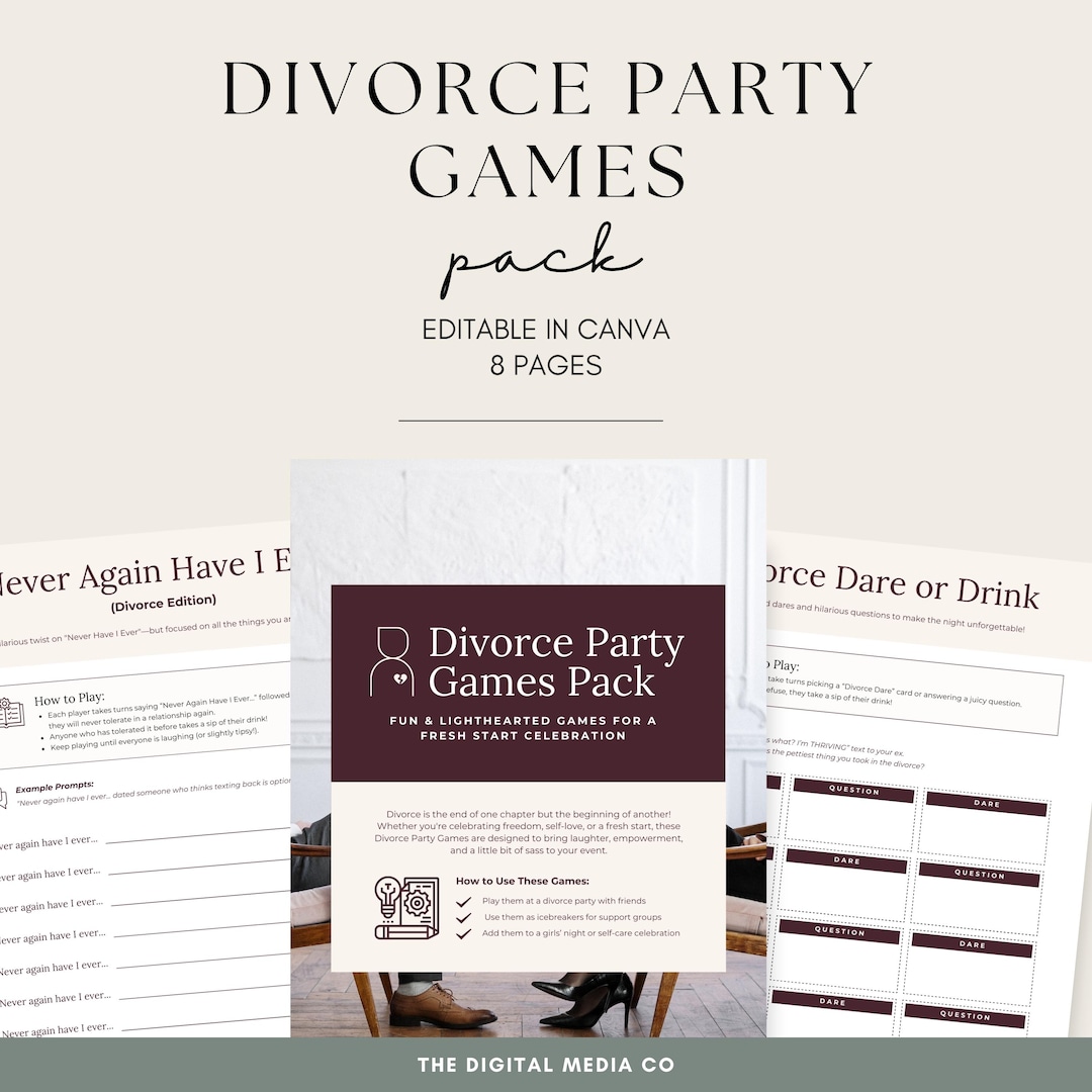 Divorce Party Games, Canva Party Template, Adult Games for Event ...
