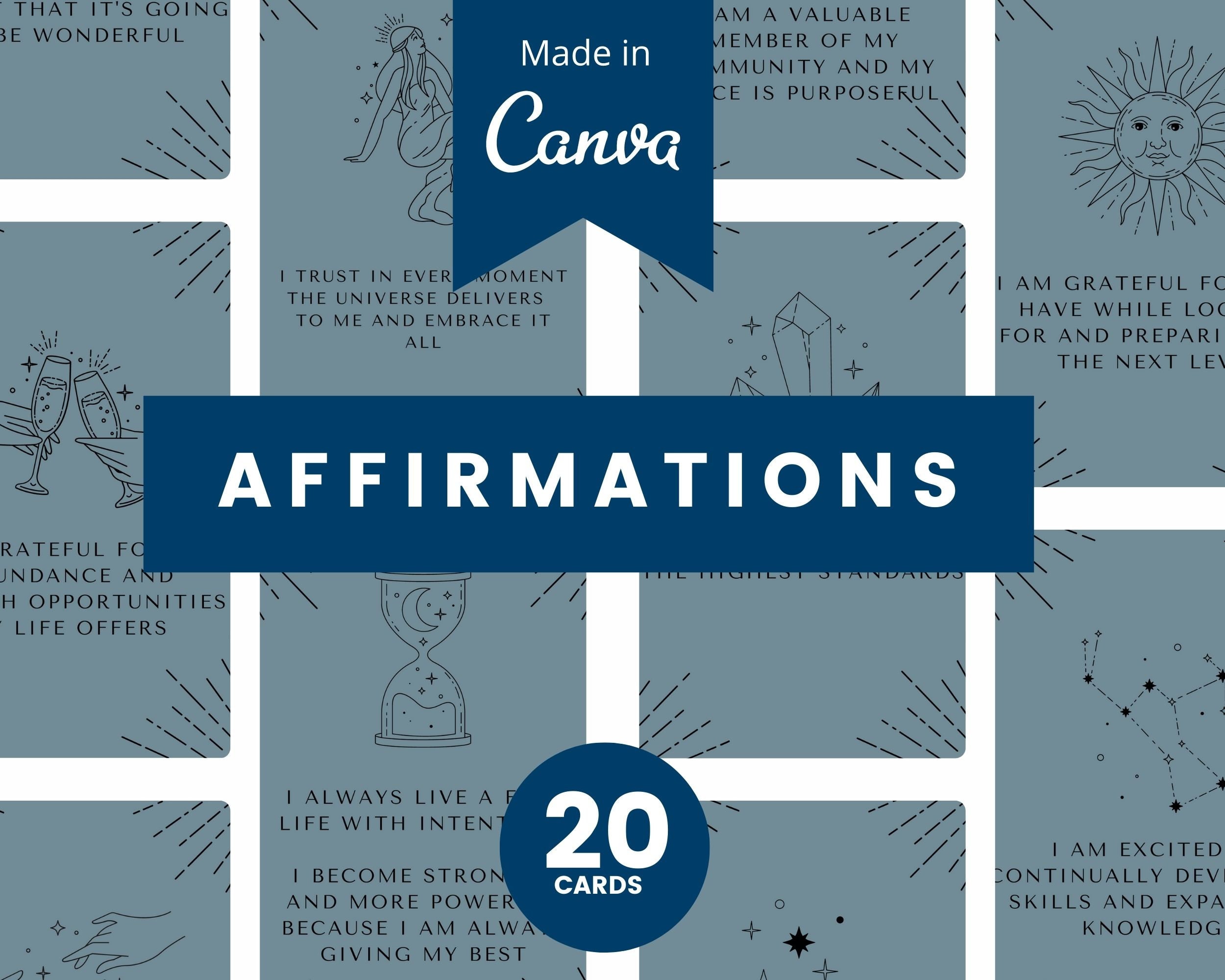Affirmation Cards Template Canva Affirmation Station - Etsy