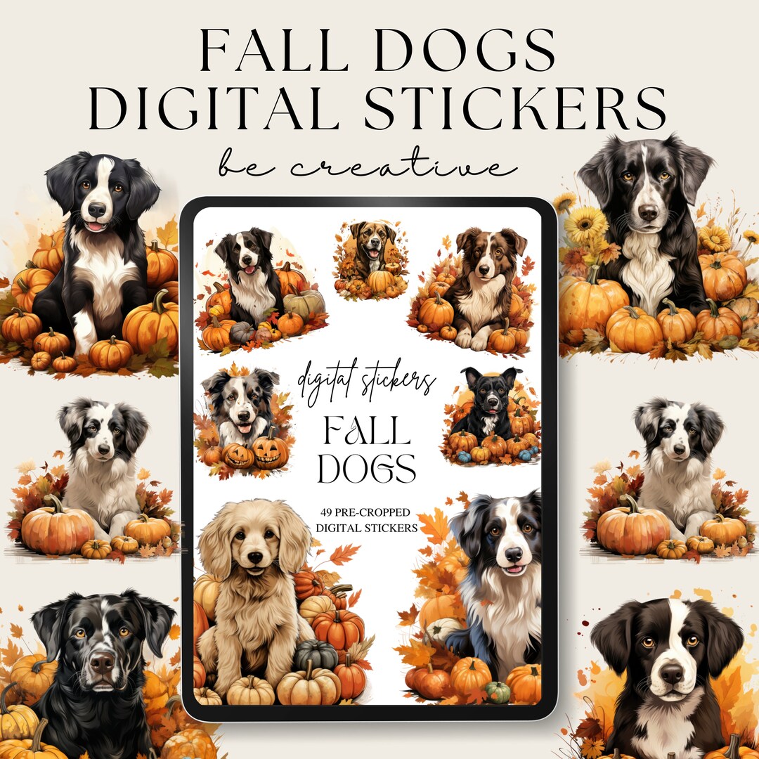 Fall Dogs Digital Planner Stickers, Puppy Digital Stickers, Goodnotes ...