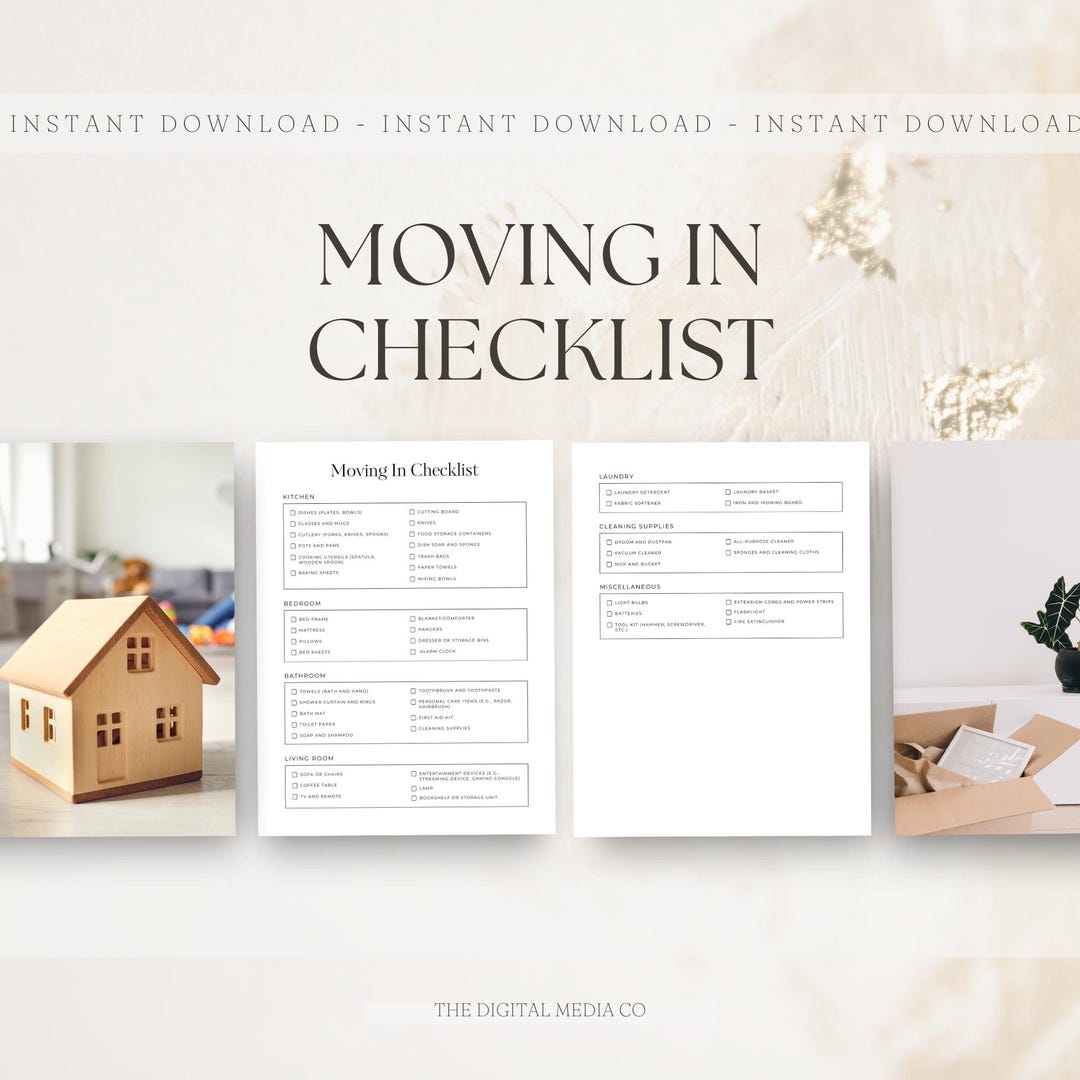 Moving in Checklist, Editable Canva Planner, New Home Essentials ...