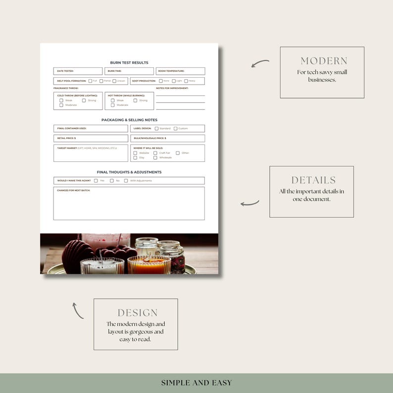 Printable Candle Project Tracker, Canva Candle Template, Wax Melt ...