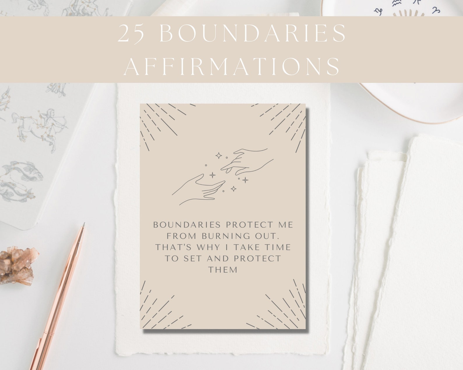 Affirmation Cards Template Canva Boundaries Affirmation - Etsy