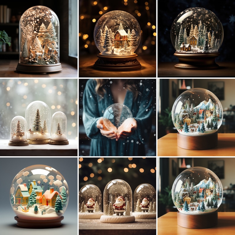 Christmas Snow Globe Stock Photography, Festive Imagery Bundle, Light ...