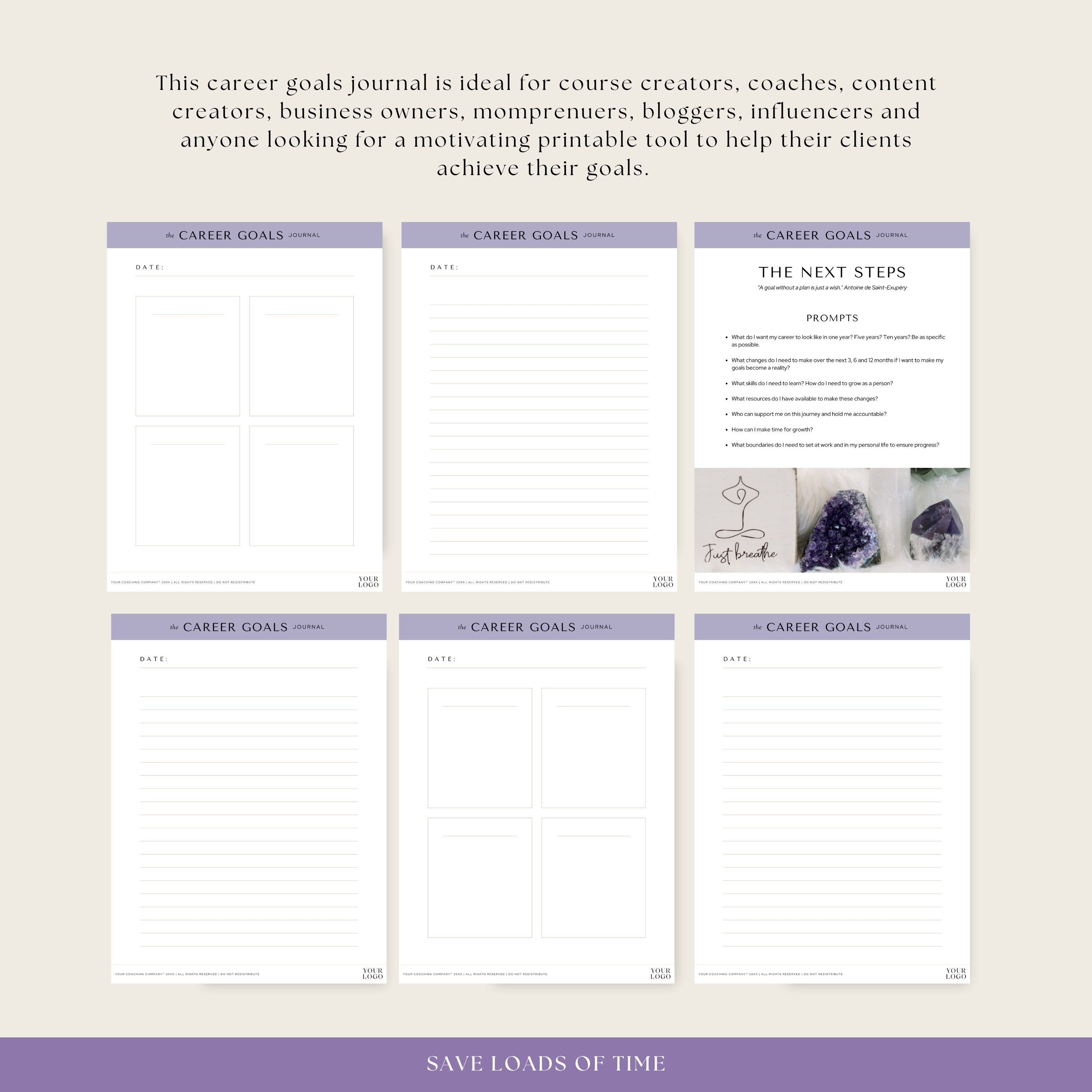 Career Goals Journal, Career Planner, Canva Career Plan Template ...