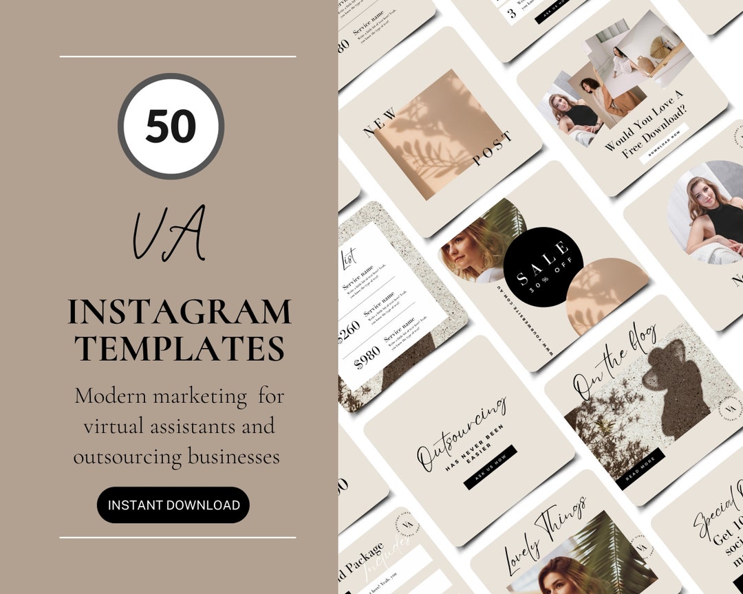 50 Virtual Assistant Instagram Templates, VA Marketing, Virtual ...