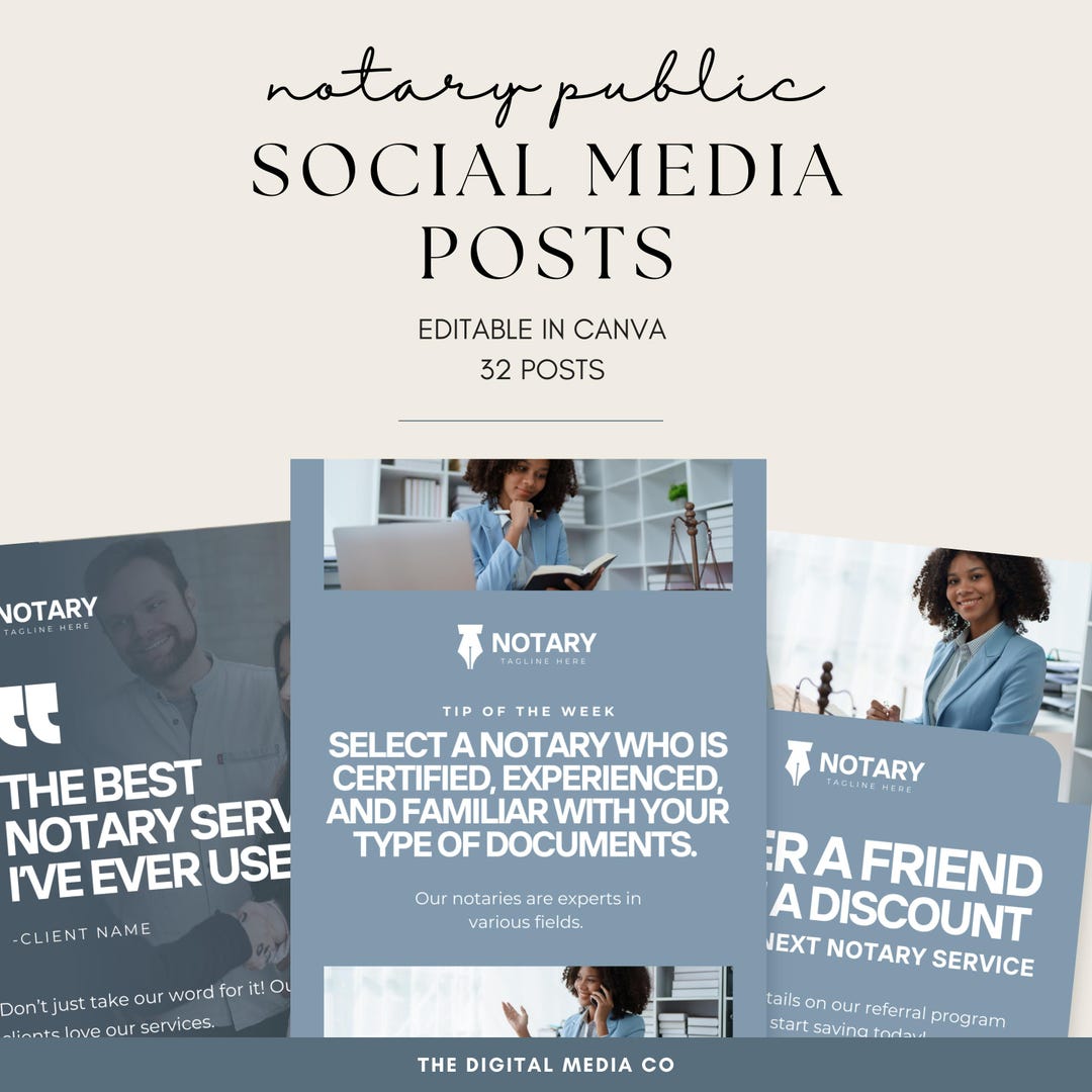 Notary Social Media Post Templates, Notary Public Marketing Instagram ...