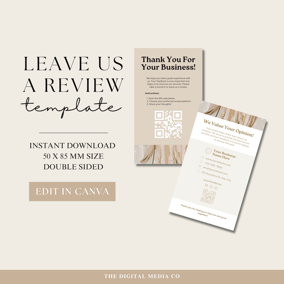 Leave A Review Canva Template, Business Template, Printable QR Code ...