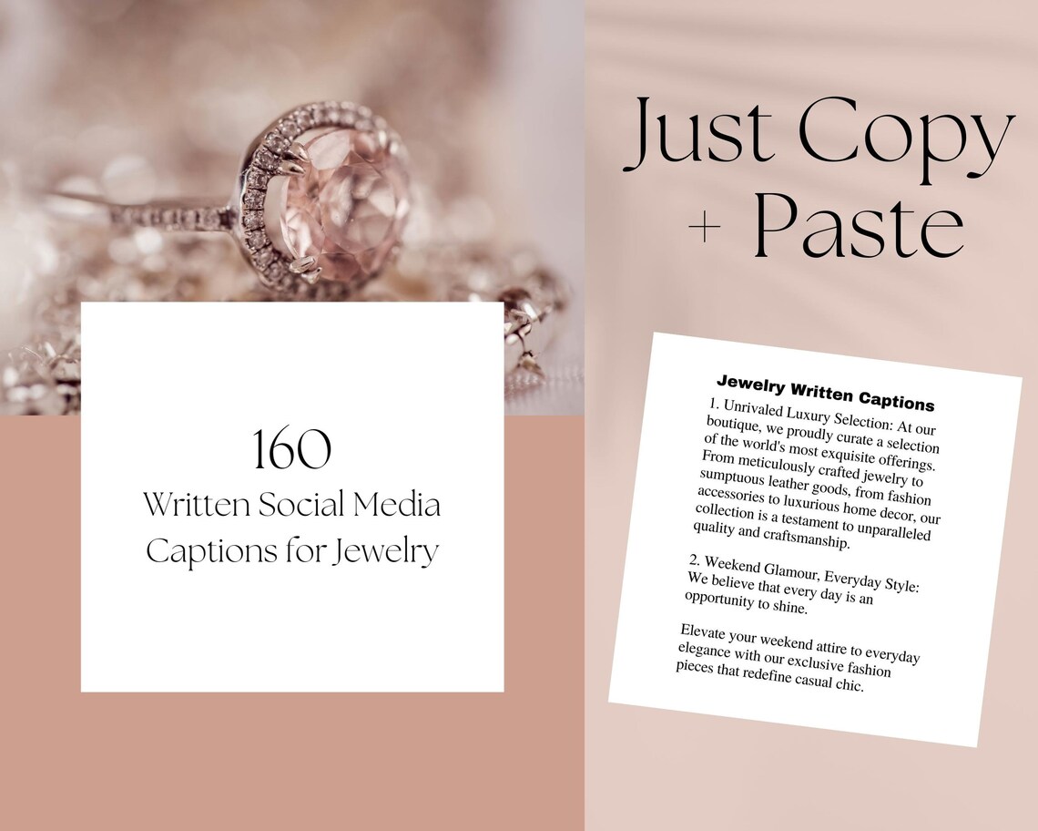 Jewelry Written Social Media Captions, Instagram Posts for Artisan ...