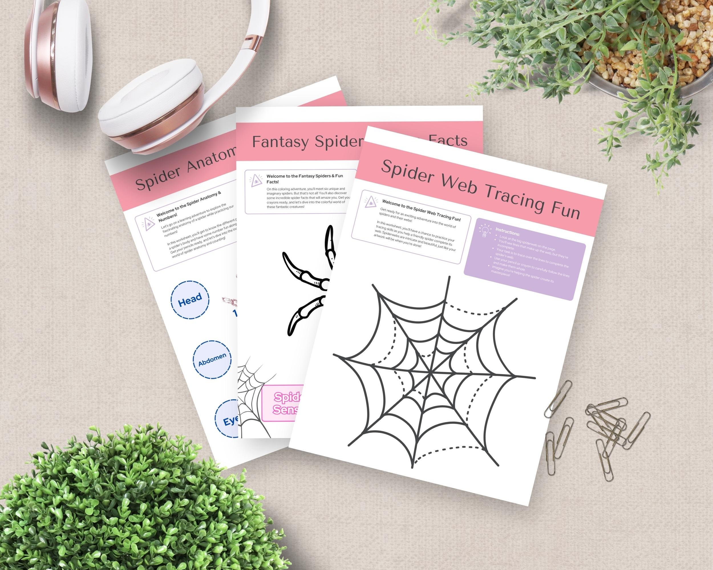 Spider Activity Work Sheets for Preschoolers, Halloween Craft ...