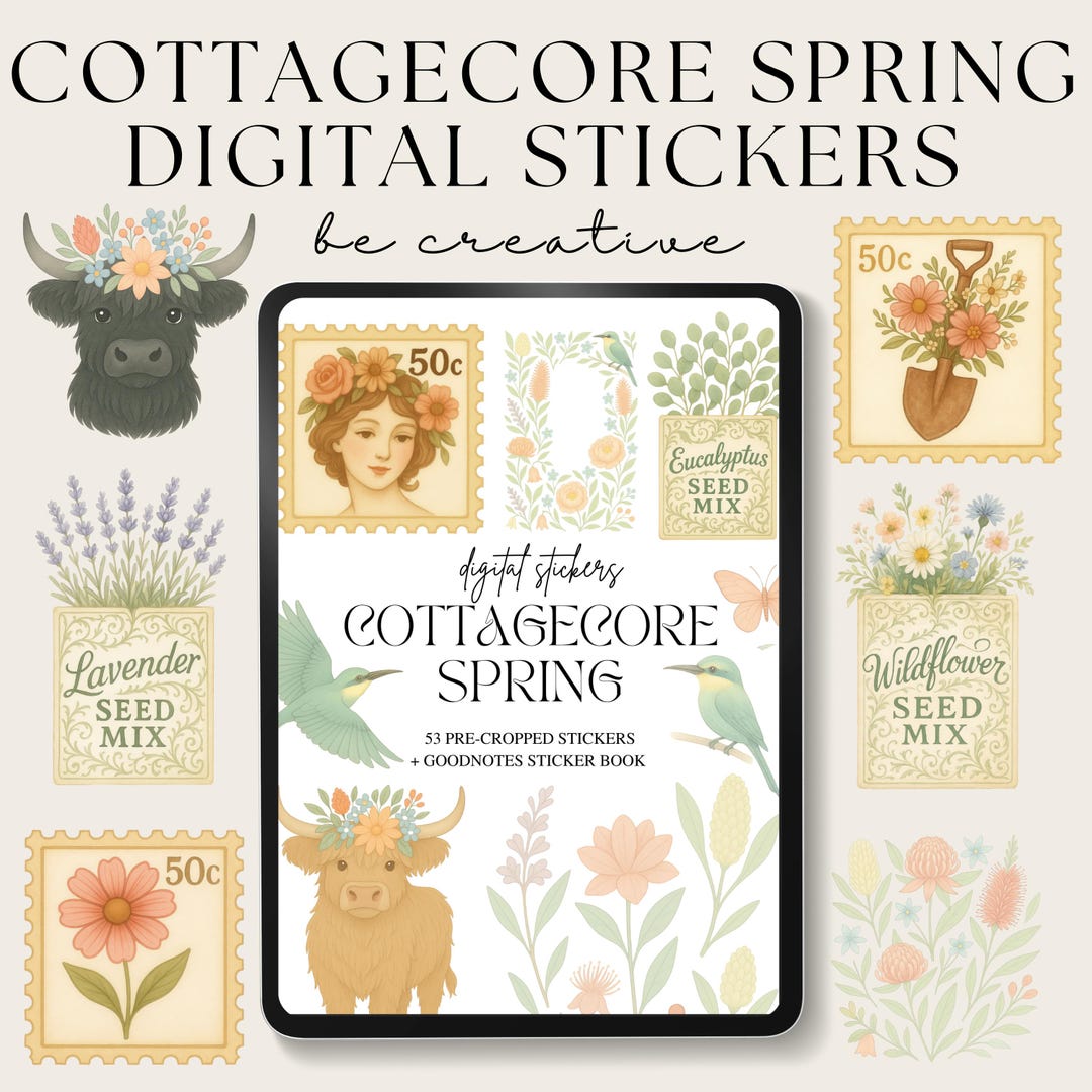 Cottagecore Spring Digital Stickers, Goodnotes Stickers, Notability ...