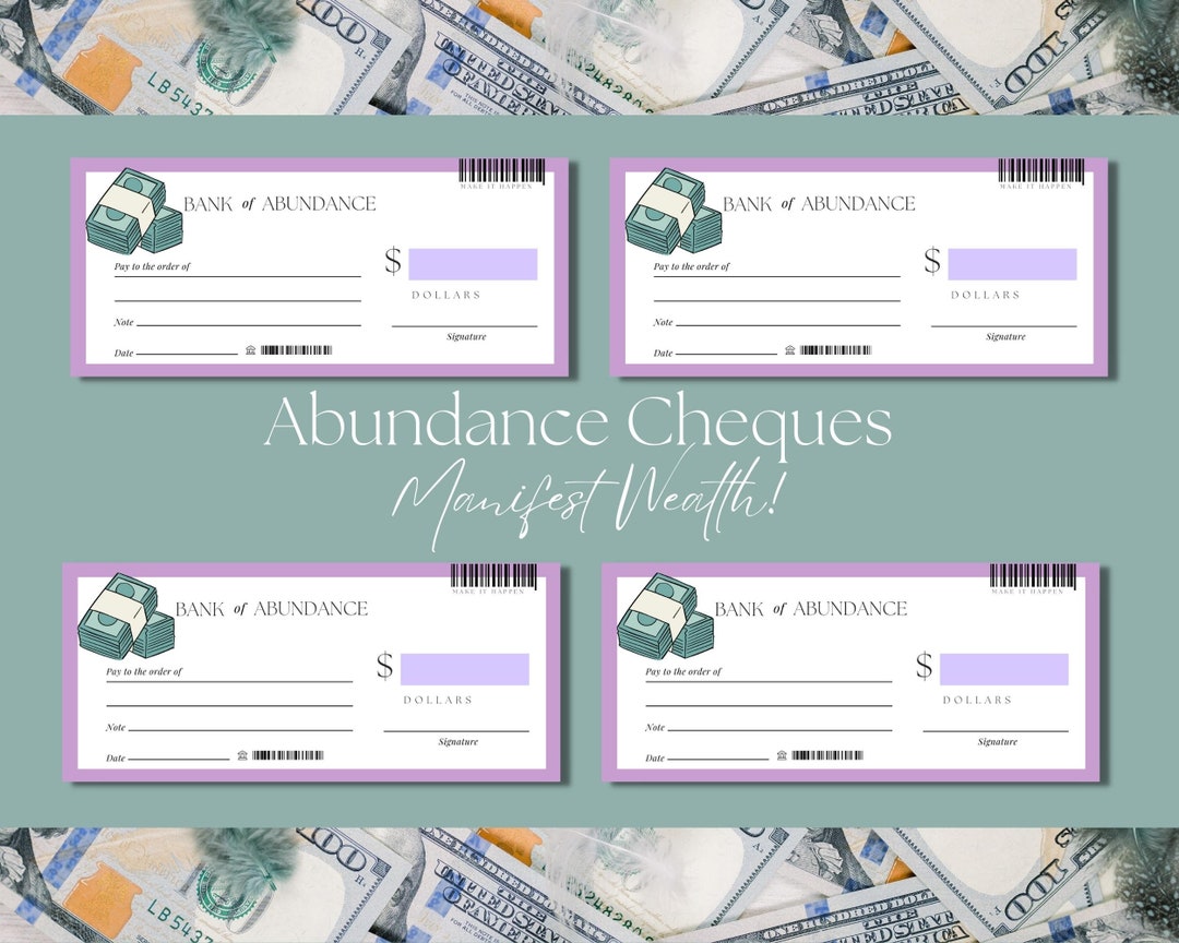 Manifestation Checks, Law of Attraction Checks, Printable Manifest ...