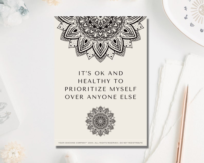 Boho Affirmation Cards Template Canva, Affirmation Station, Printable ...
