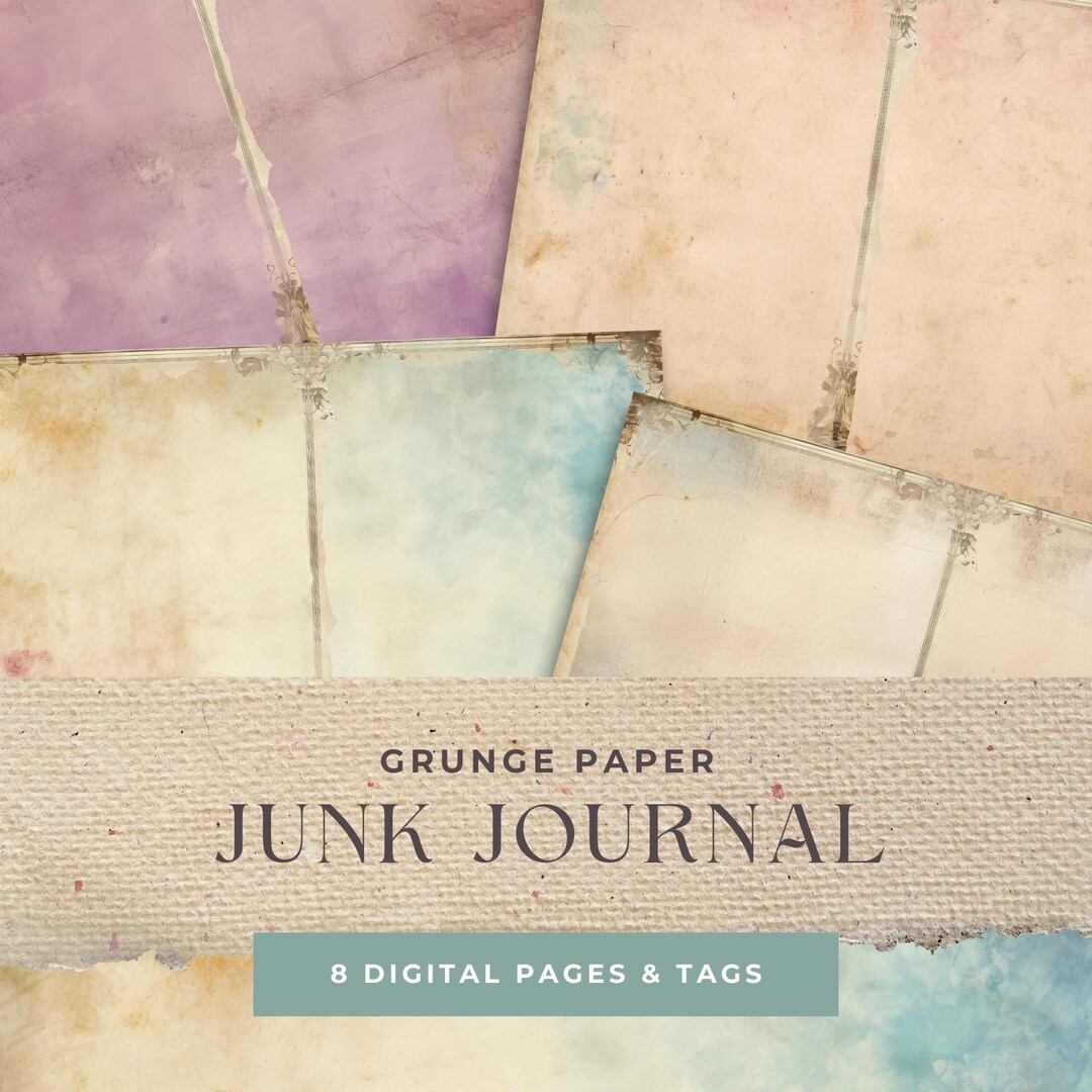 Pastel Grunge Paper Junk Journal, Horizontal Filler Pages, Landscape ...
