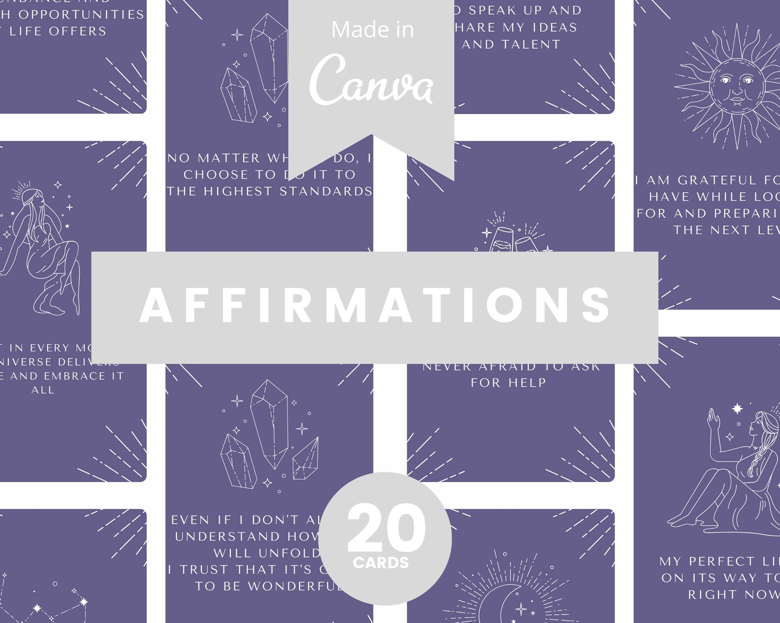Affirmation Cards Template Canva Affirmation Station - Etsy