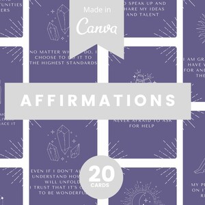 Affirmation Cards Template Canva Affirmation Station - Etsy