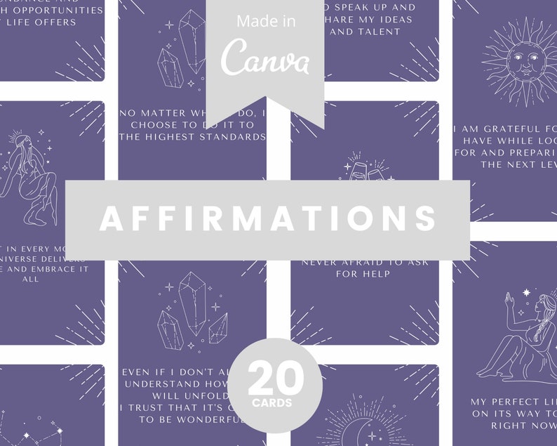 Affirmation Cards Template Canva Affirmation Station - Etsy