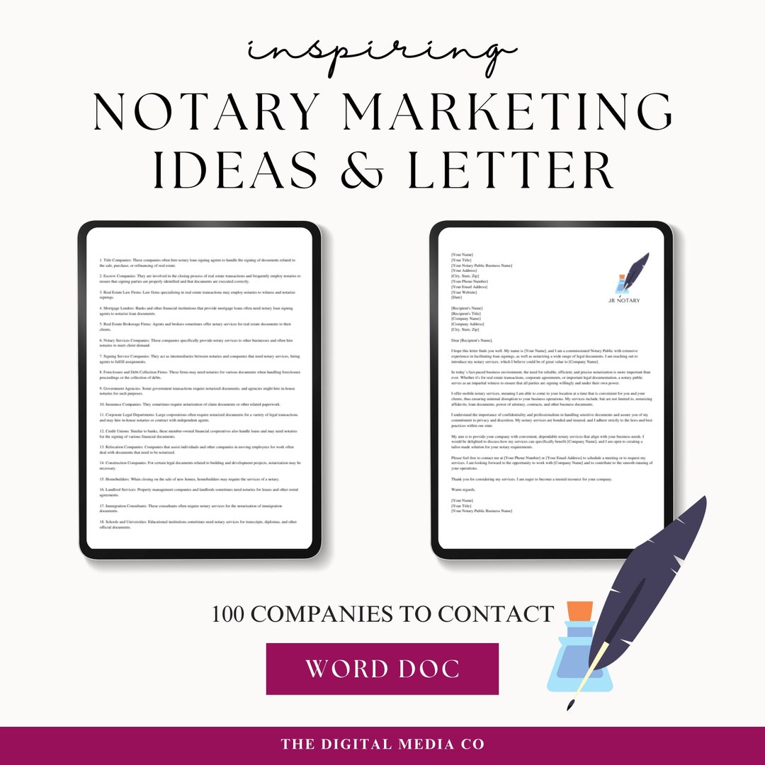 100 Companies for Notary Marketing, Public Notary Business Letter, Loan ...