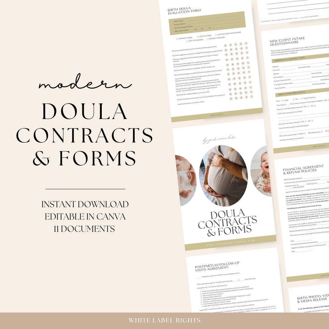 Editable Birth Doula Forms and Contracts Package, Doula Client ...