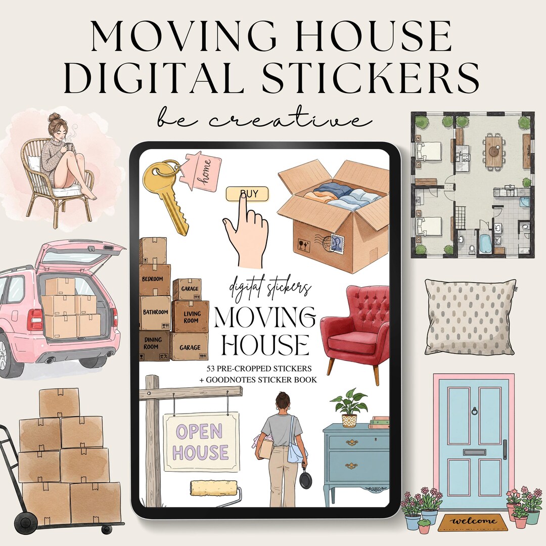 Digital Stickers Moving Buying House, Goodnotes Every Day Sticker Book ...
