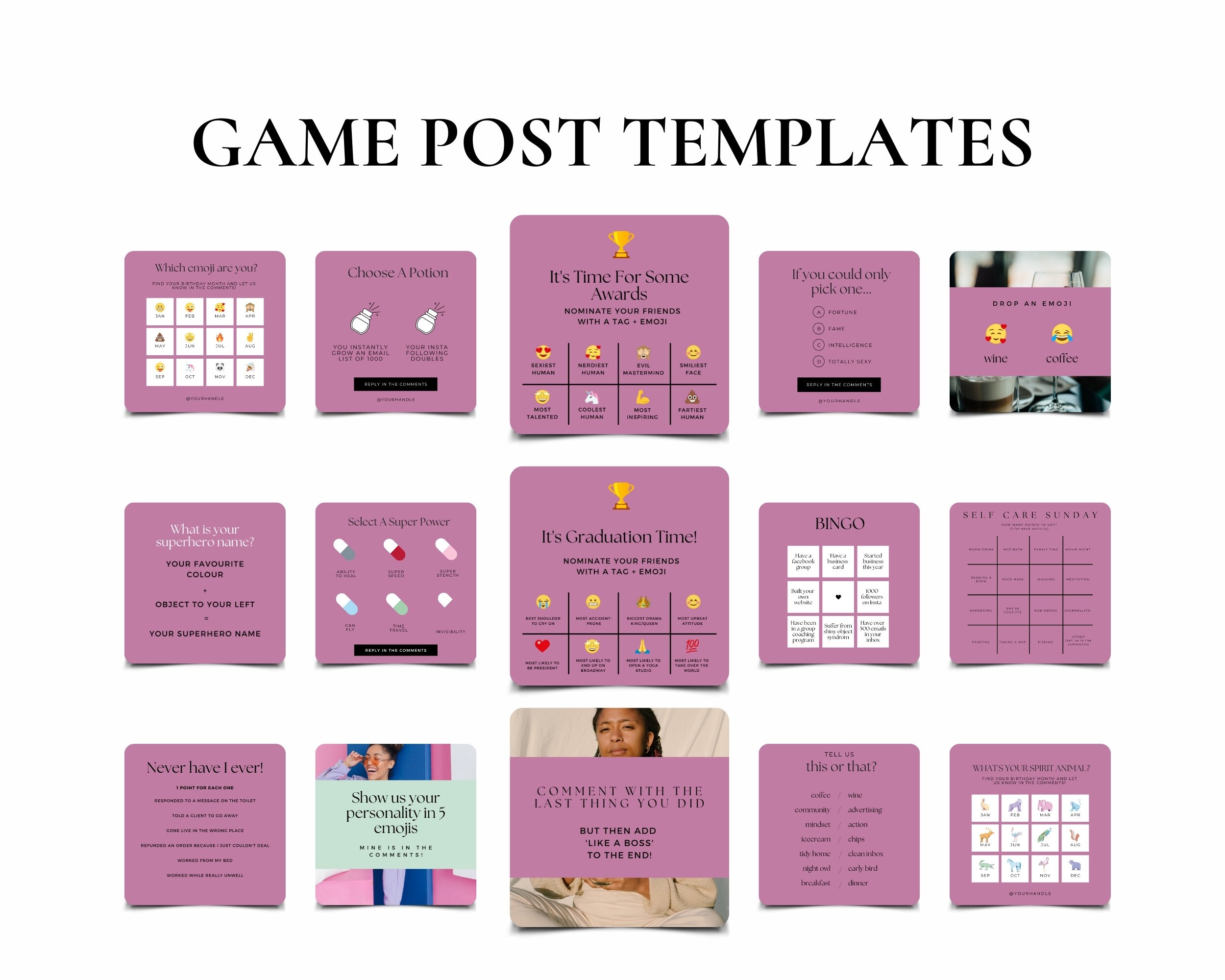 20 Viral Game Instagram Posts, Social Media Challenge Templates ...