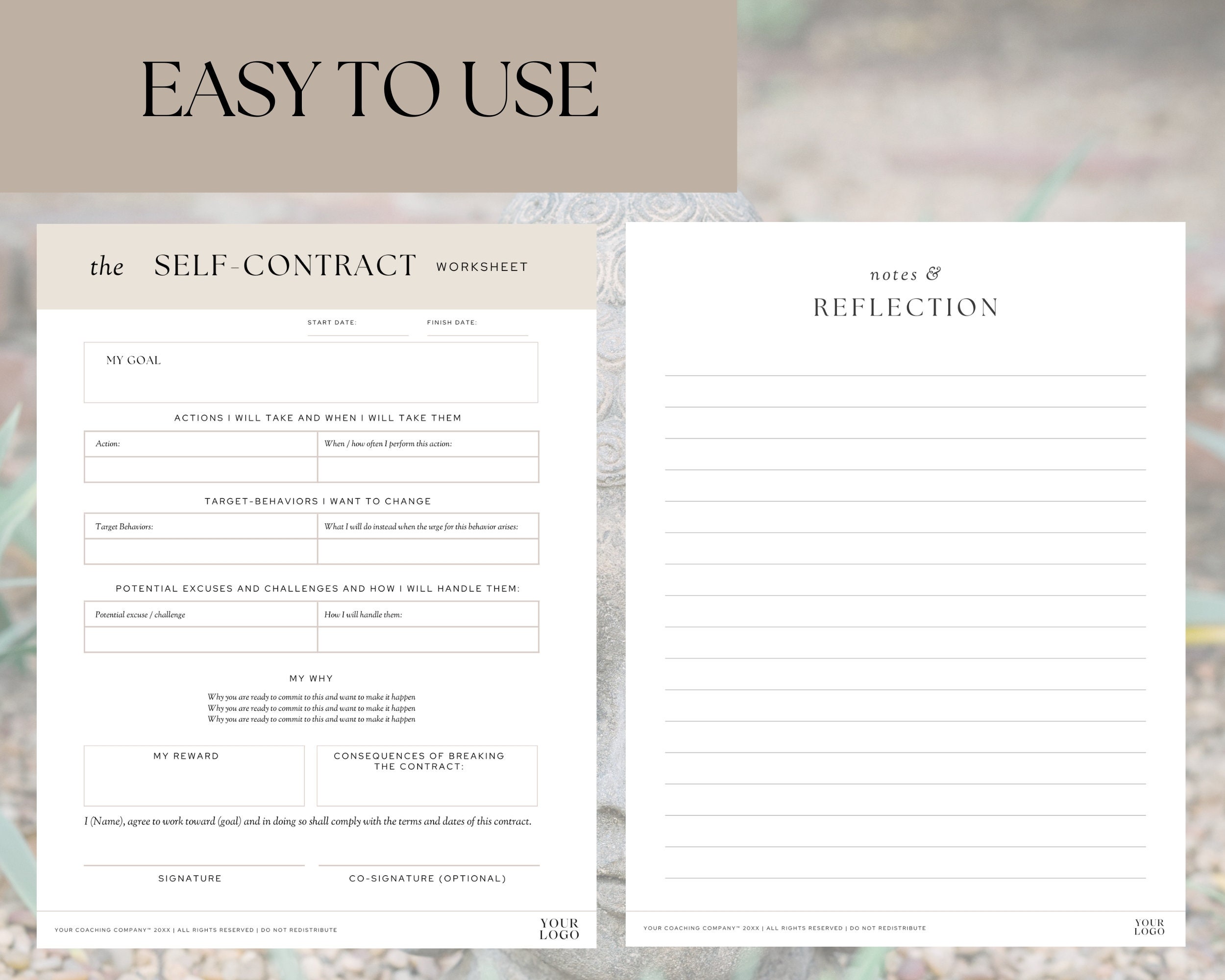Done for You Worksheet Business Coach Self Contract Workbook - Etsy