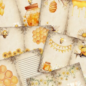 Honey Bee Junk Journal Kit, Journal Pages, Instant Download, Yellow ...