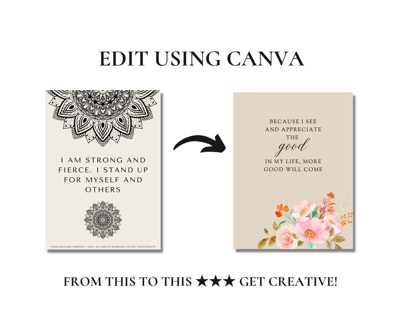 Boho Affirmation Cards Template Canva Affirmation Station - Etsy