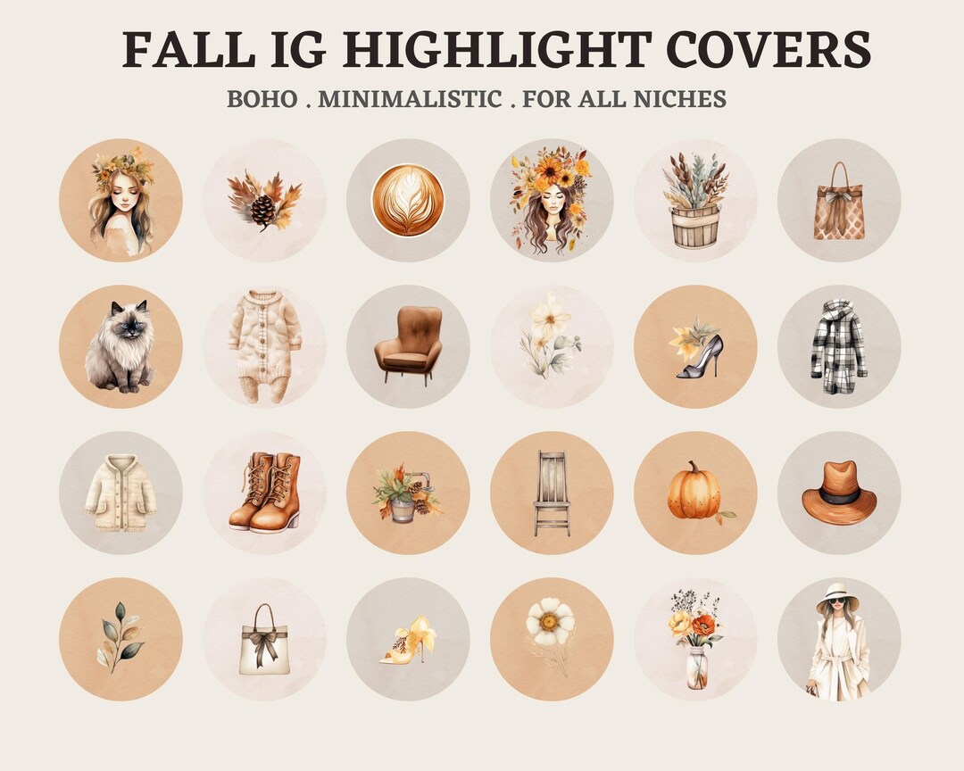 Boho Instagram Highlight Covers, Fall Story IG Highlight Template ...