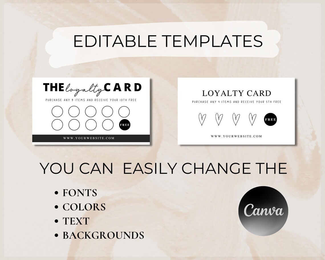Loyalty Card Template INSTANT DOWNLOAD Printable Business - Etsy