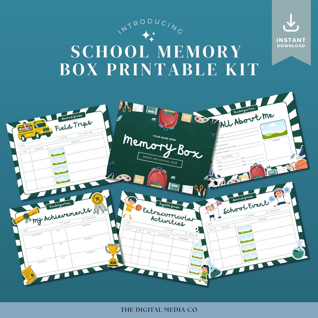 School Memory Box Printable Kit - Etsy