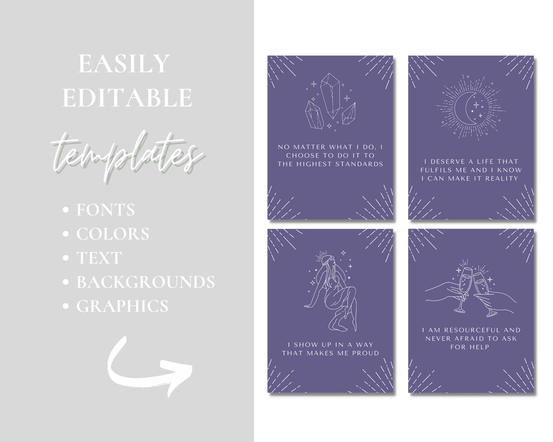 Affirmation Cards Template Canva Affirmation Station - Etsy
