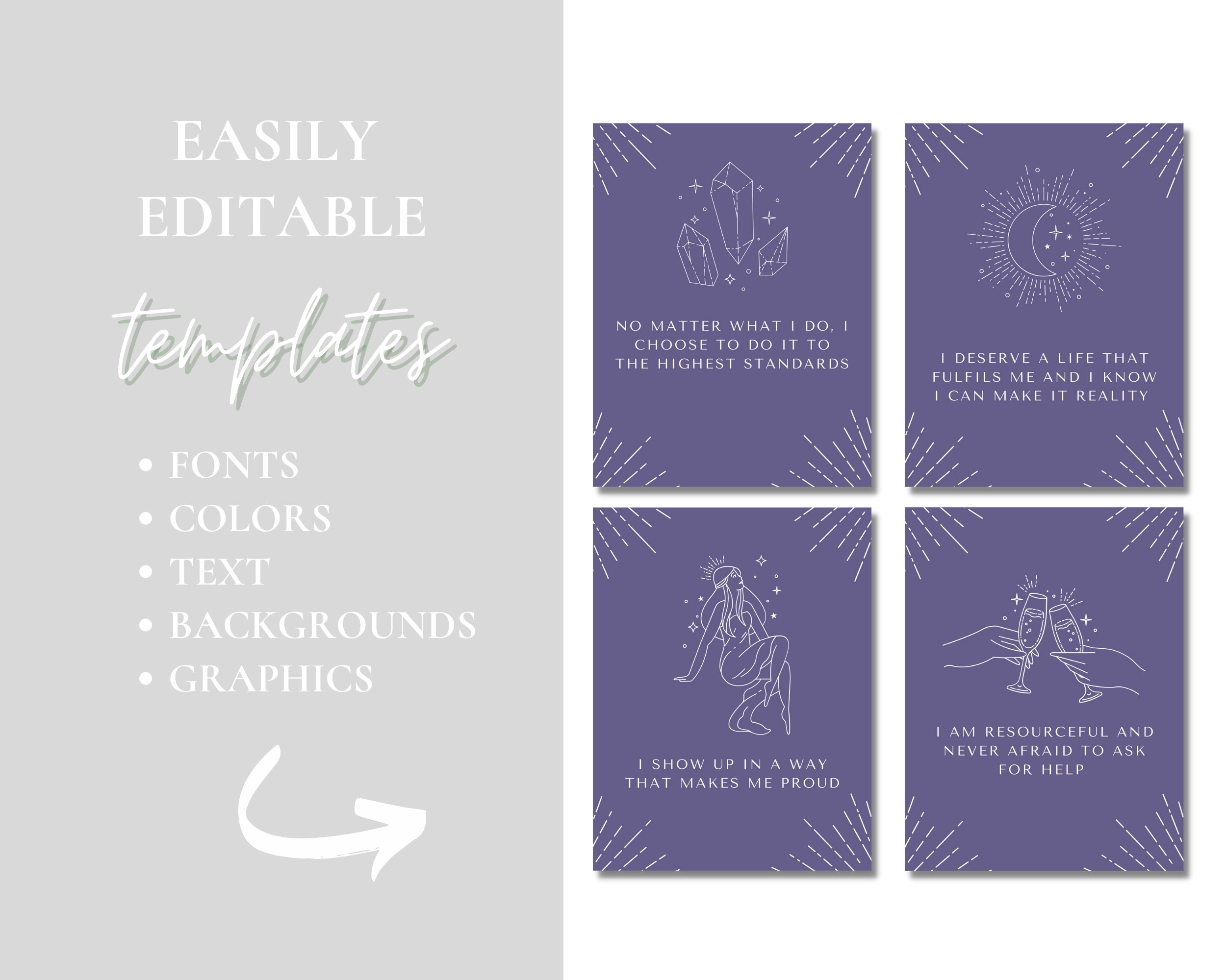 Affirmation Cards Template Canva, Affirmation Station, Printable ...