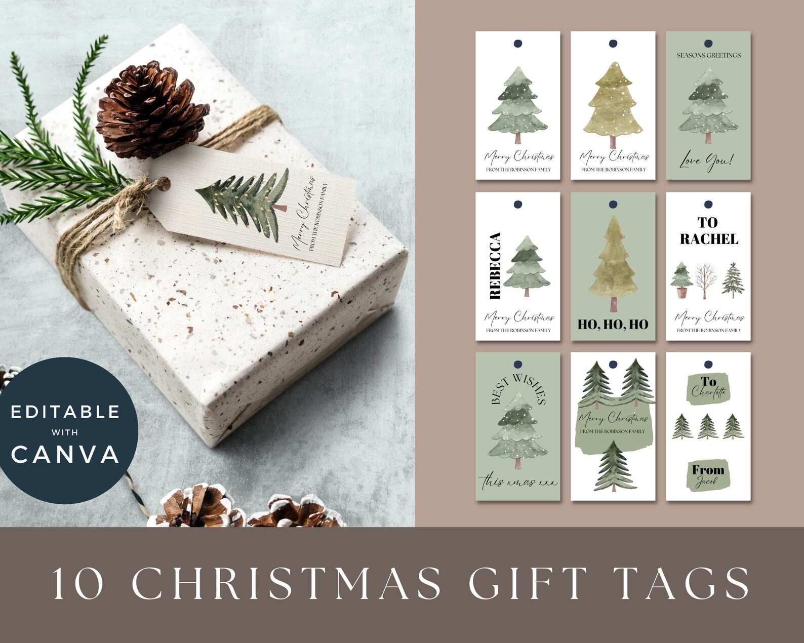 Canva Template Christmas Gift Tag, Christmas Gift Tag Template ...