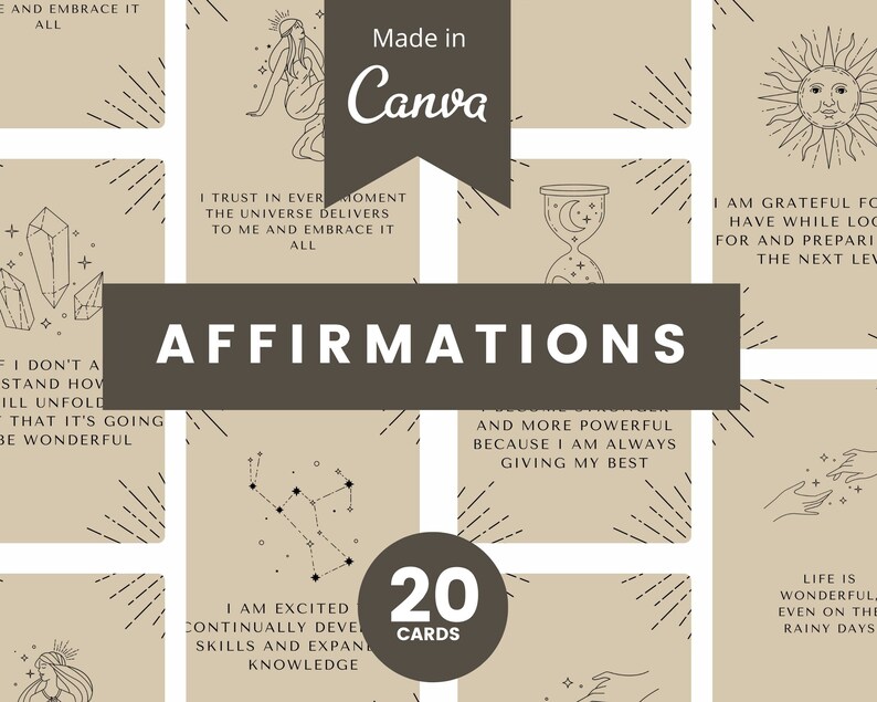 Affirmation Cards Template Canva Affirmation Station - Etsy