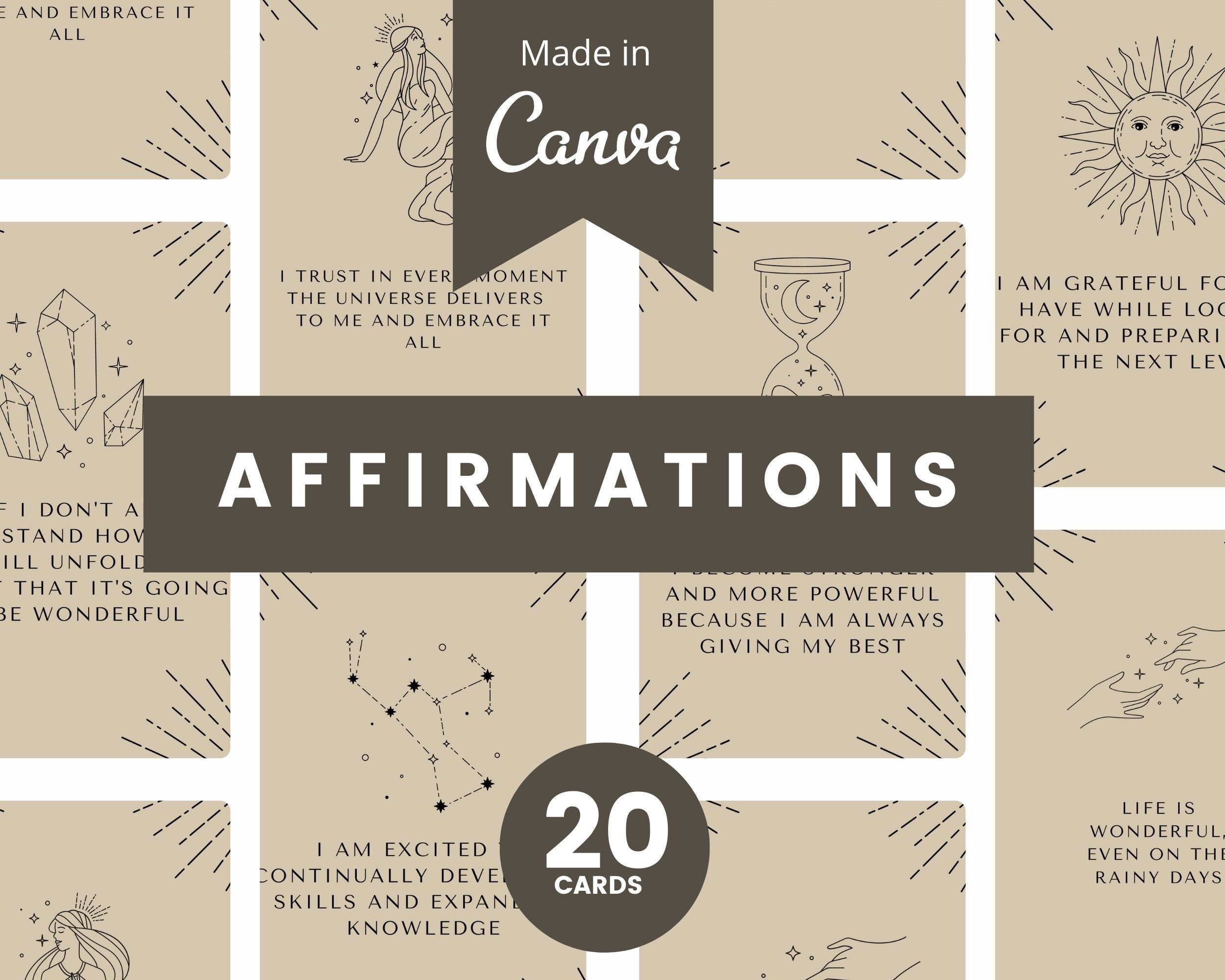 Affirmation Cards Template Canva Affirmation Station - Etsy